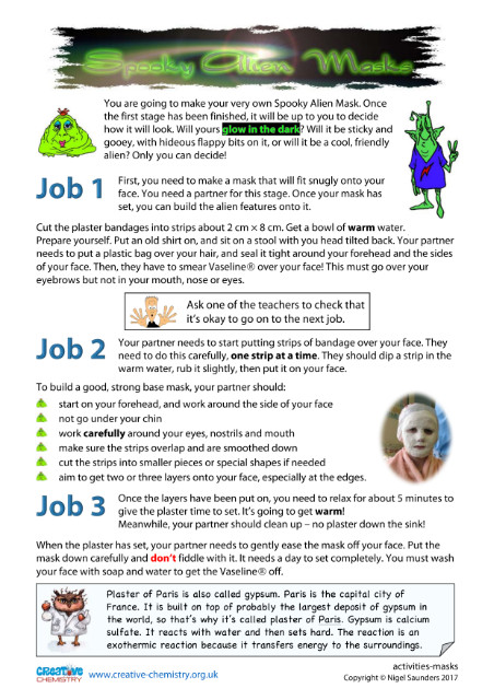 Spooky alien masks - Creative Chemistry